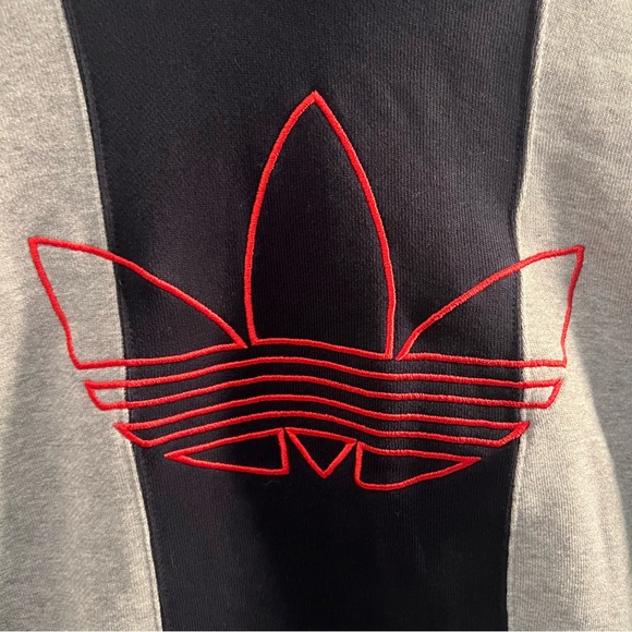 adidas | Shirts | Adidas Navy And Gray Trefoil Hoodie With 3 White ...